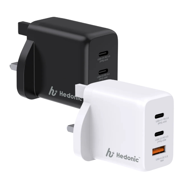 Hedonic 3 Port PD 3.0 45W GAN Pro 迷你充電器 (81063 黑/81064 白) 【原裝行貨】-Five 1 ...